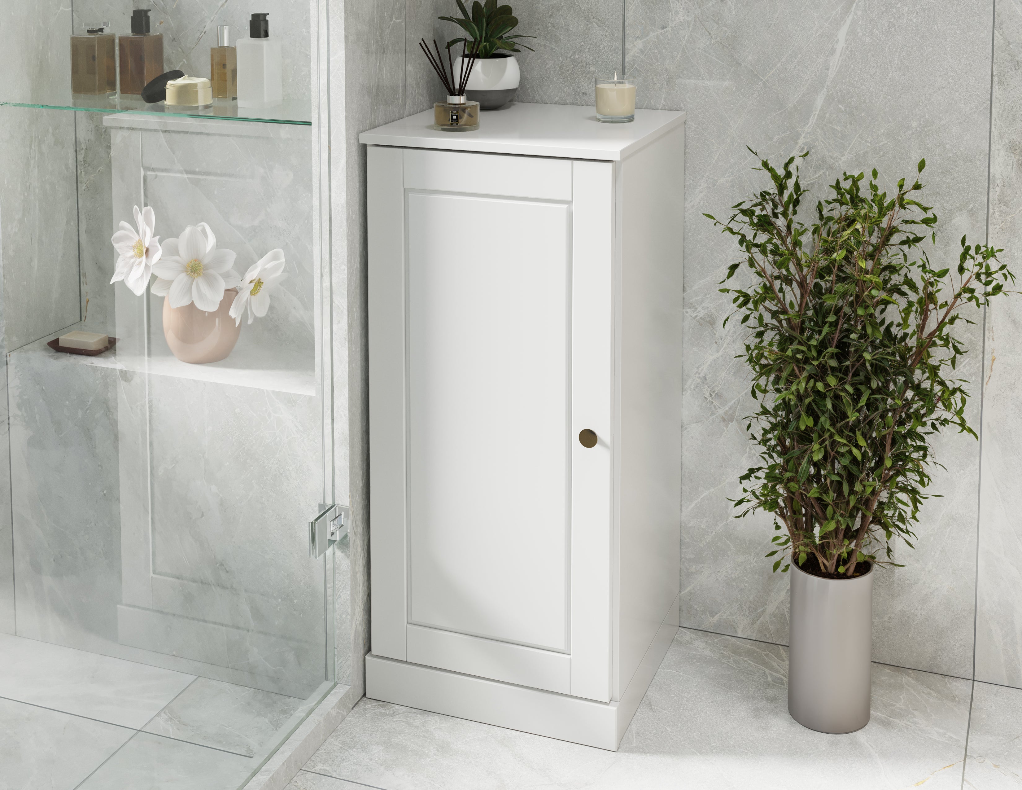 100% Solid Wood 16.5" Bathroom Cabinet, Raised Panel Wood Door – Palace Imports