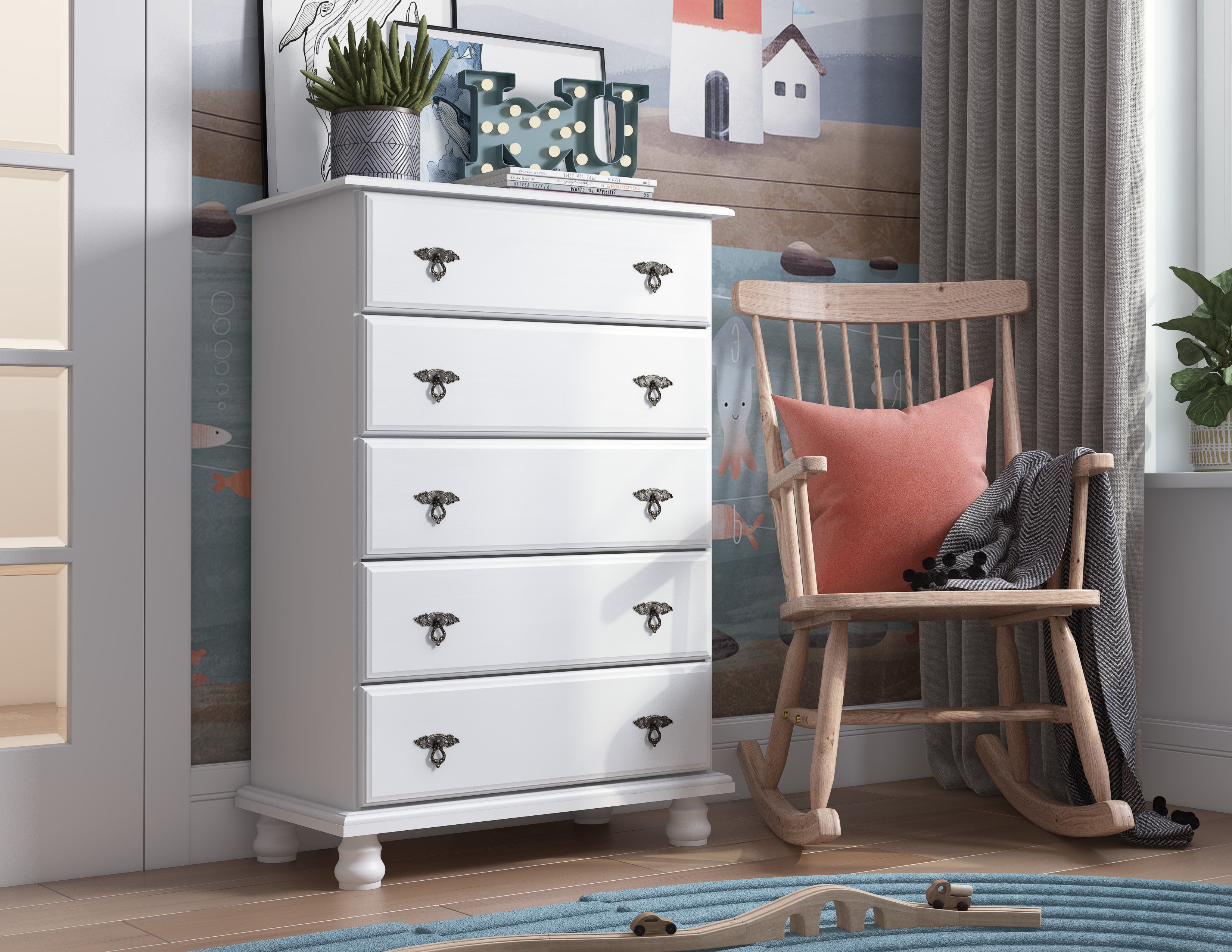 100% Solid Wood Kyle 5-Drawer Chest – Palace Imports