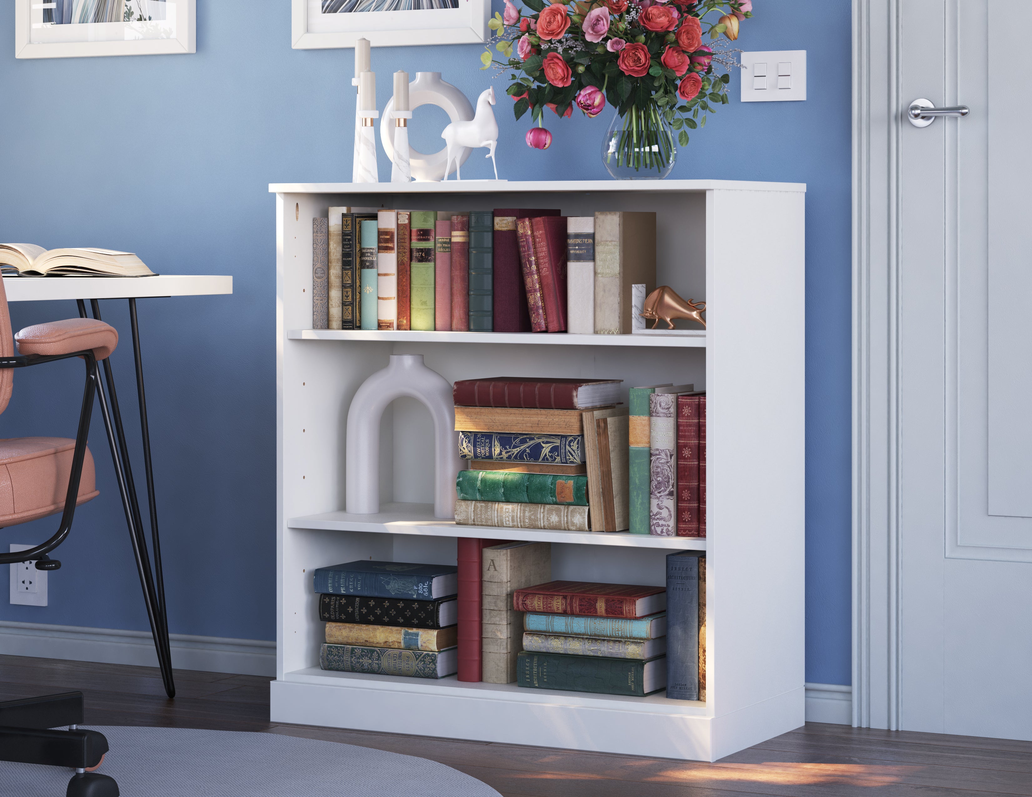 100% Solid Wood 3-Shelf 32" Bookcase, Adjustable Shelves – Palace Imports
